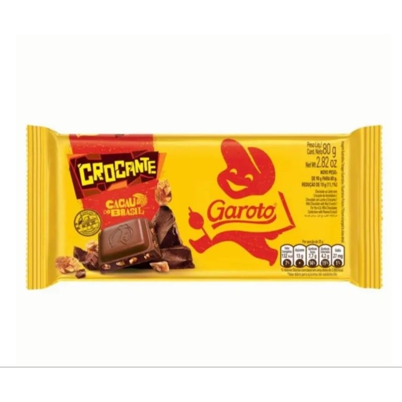 kit 10 Chocolate Garoto Crocante Barra 80g | Shopee Brasil