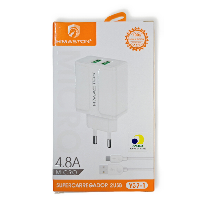 Kit 10 Carregador Hmaston Y37-1 Micro Usb V8 | Shopee Brasil
