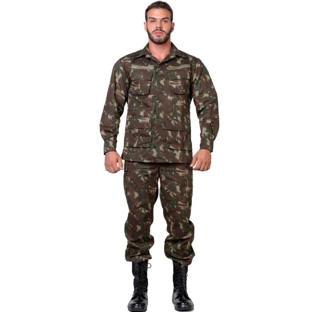 Farda Exercito Brasileiro Alta Solidez Gola E Bolsos Duro | Shopee Brasil
