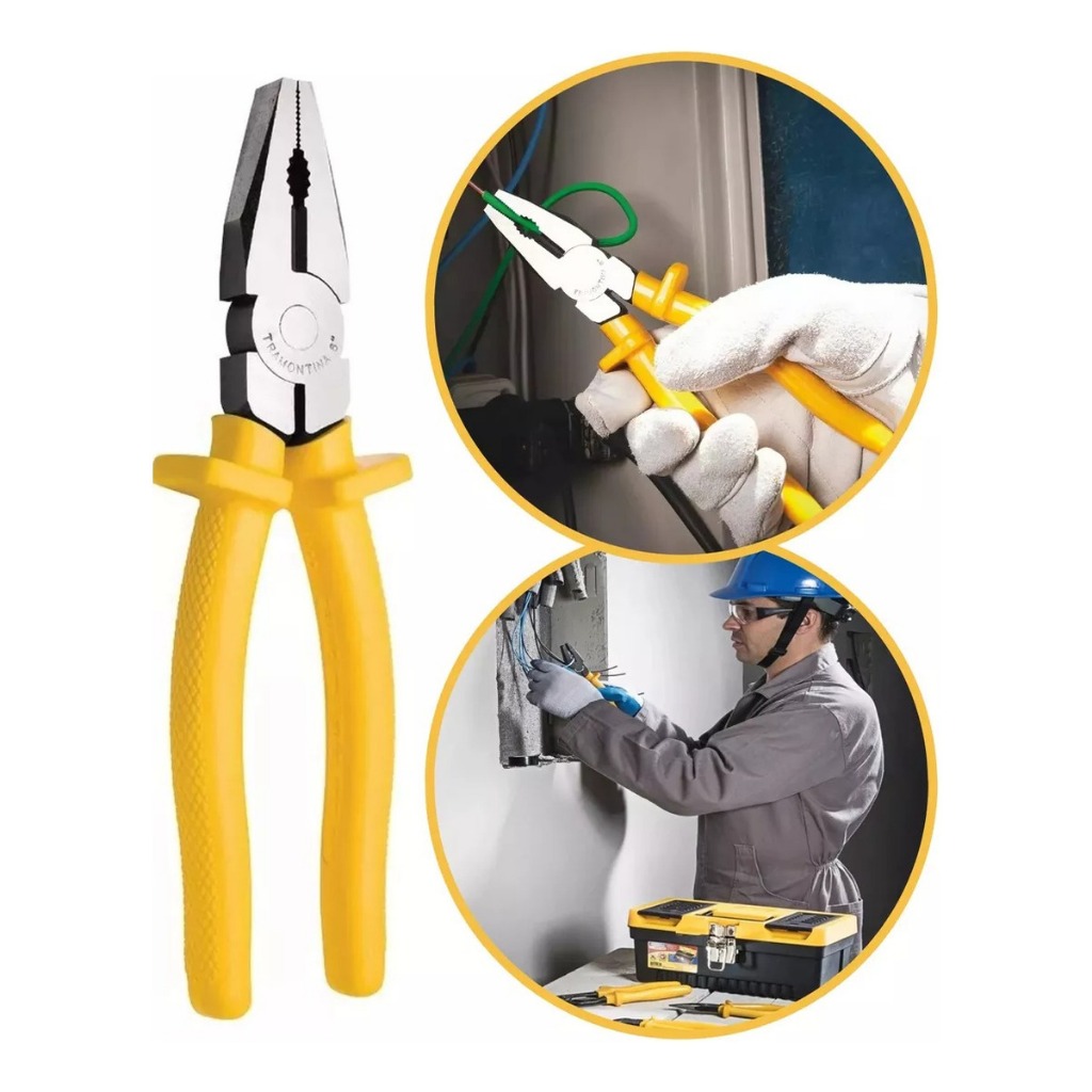 Alicate Universal 8 Polegadas Isolado Universal Para Eletricista e Uso Doméstico 1000V ...