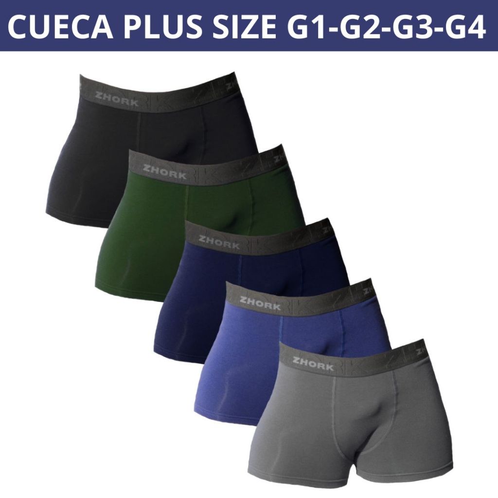 KIT 5 CUECAS BOX BOXER PLUS SIZE EXTRA GRANDE G1 G2 G3 G4 | Shopee Brasil