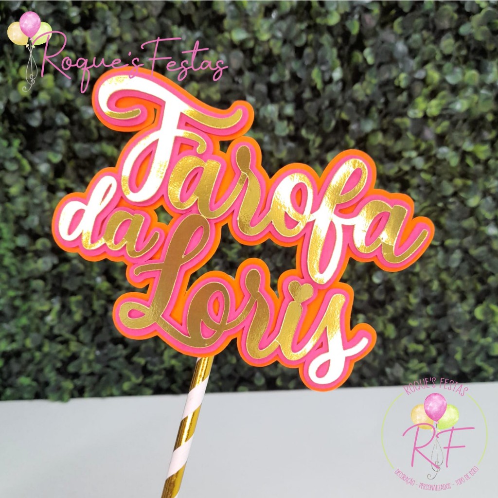 Nome Personalizado - Topo de Bolo 3D (NOVA FONTE) - Escorrega o Preço