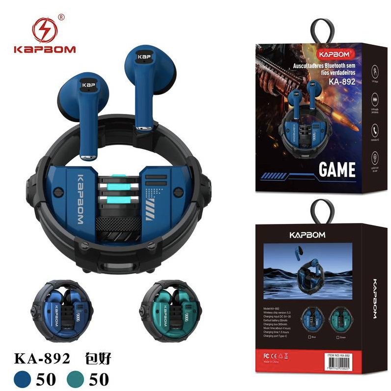 Fone De Ouvido Gamer MechWarrior Metalizado Bluetooth V5.3 Kapbom KA-892 | Shopee Brasil