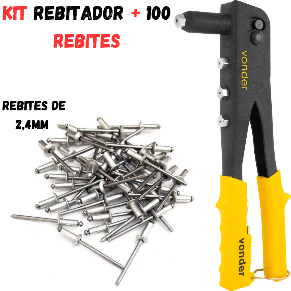 Kit Rebitador Vonder +100 Rebites 2,4x10mm | Shopee Brasil