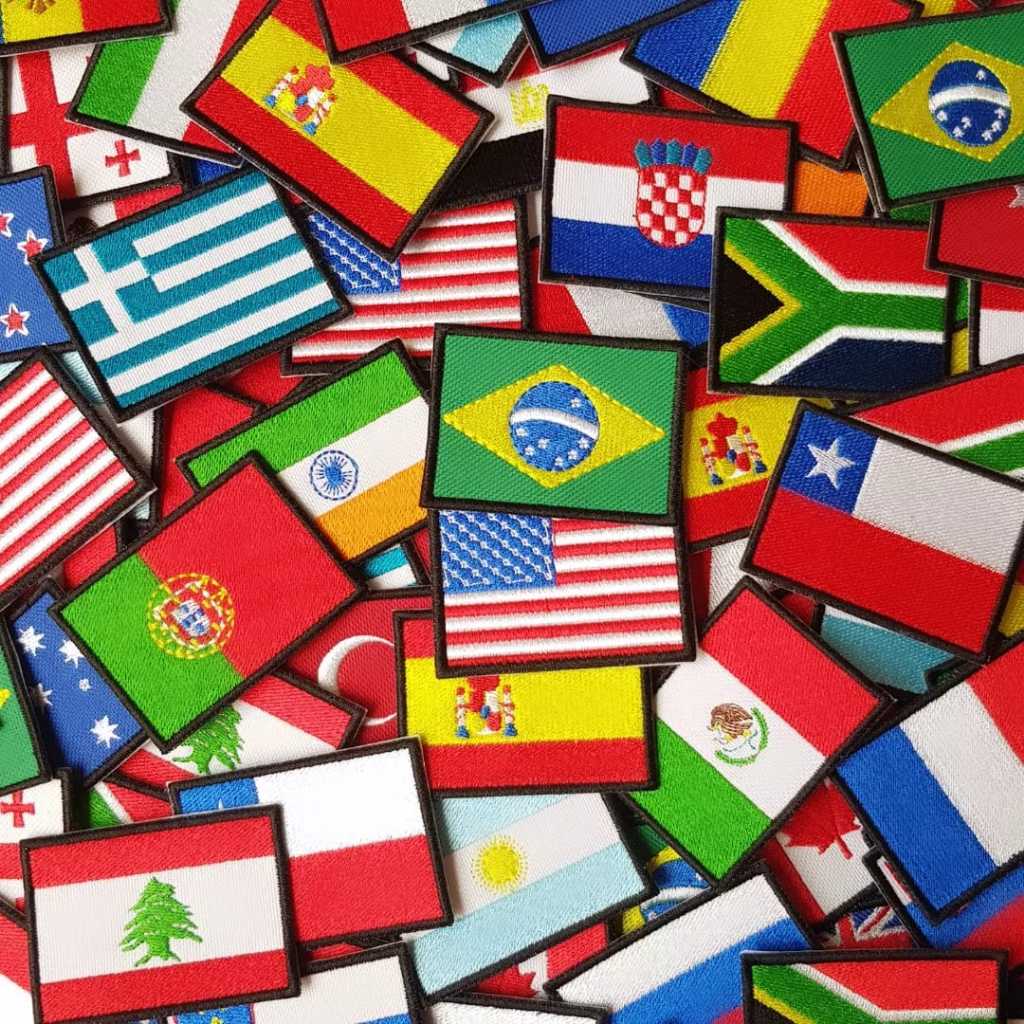 Kit 3 Mini Bandeira Bordada Estados E Paises 5x7cm Patch Mochileiros