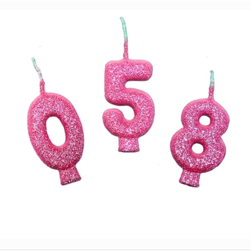 Vela Aniversário Glitter Rosa Junco 01 Unidade Vela Número Vela para ...