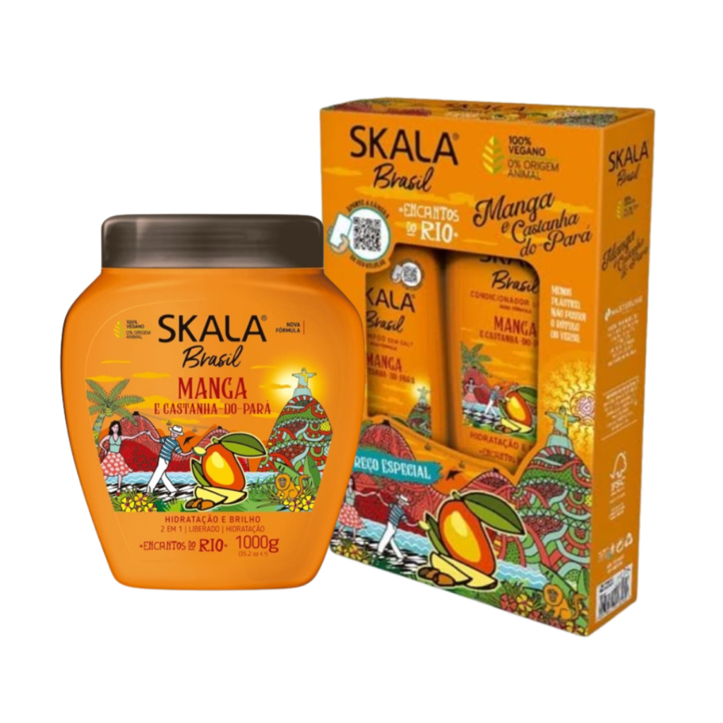 Kit Skala Manga e Castanha-do-Pará Potão Creme Tratamento 1kg + Shampoo ...