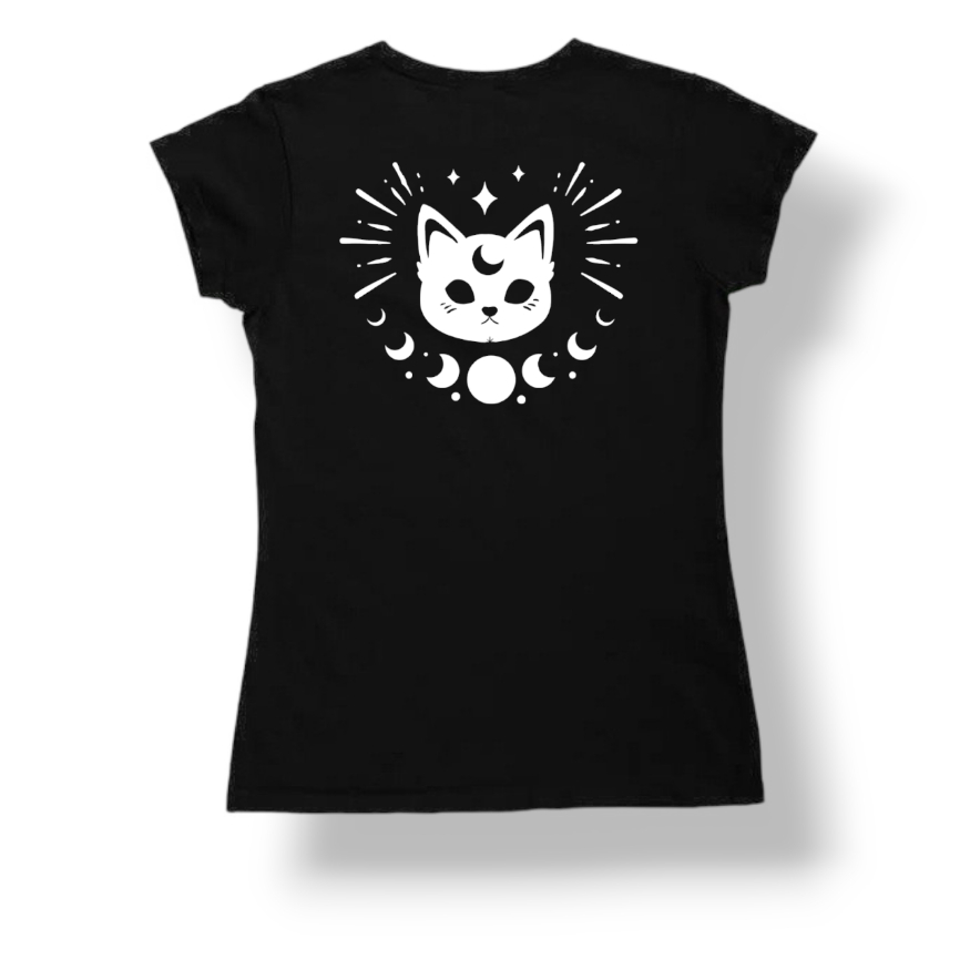 Baby Look Cat Fases da Lua Camiseta Feminina Gato Magico Moon | Shopee Brasil