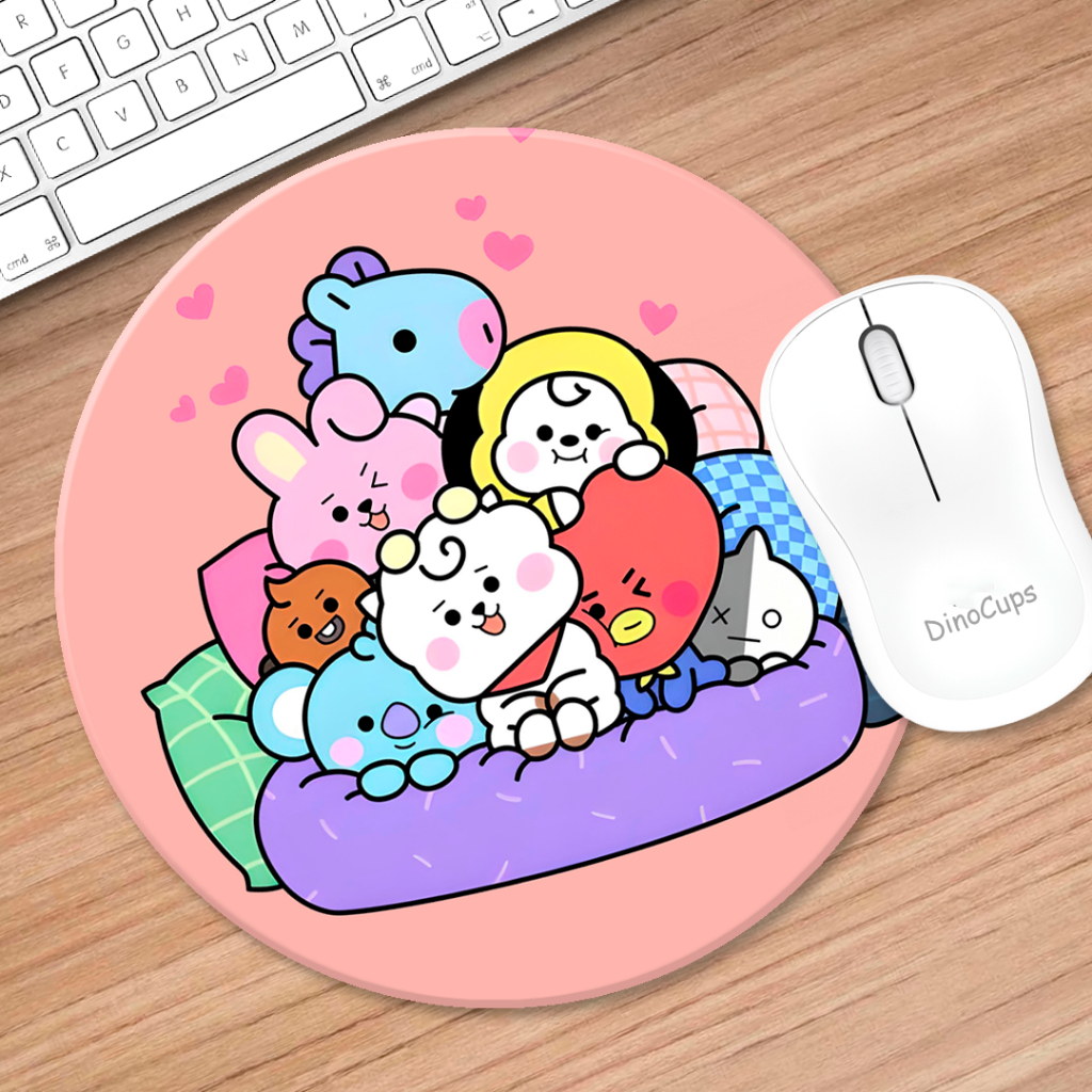 Mouse Pad BT21 Lindo Fofo Rosa Redondo | Shopee Brasil