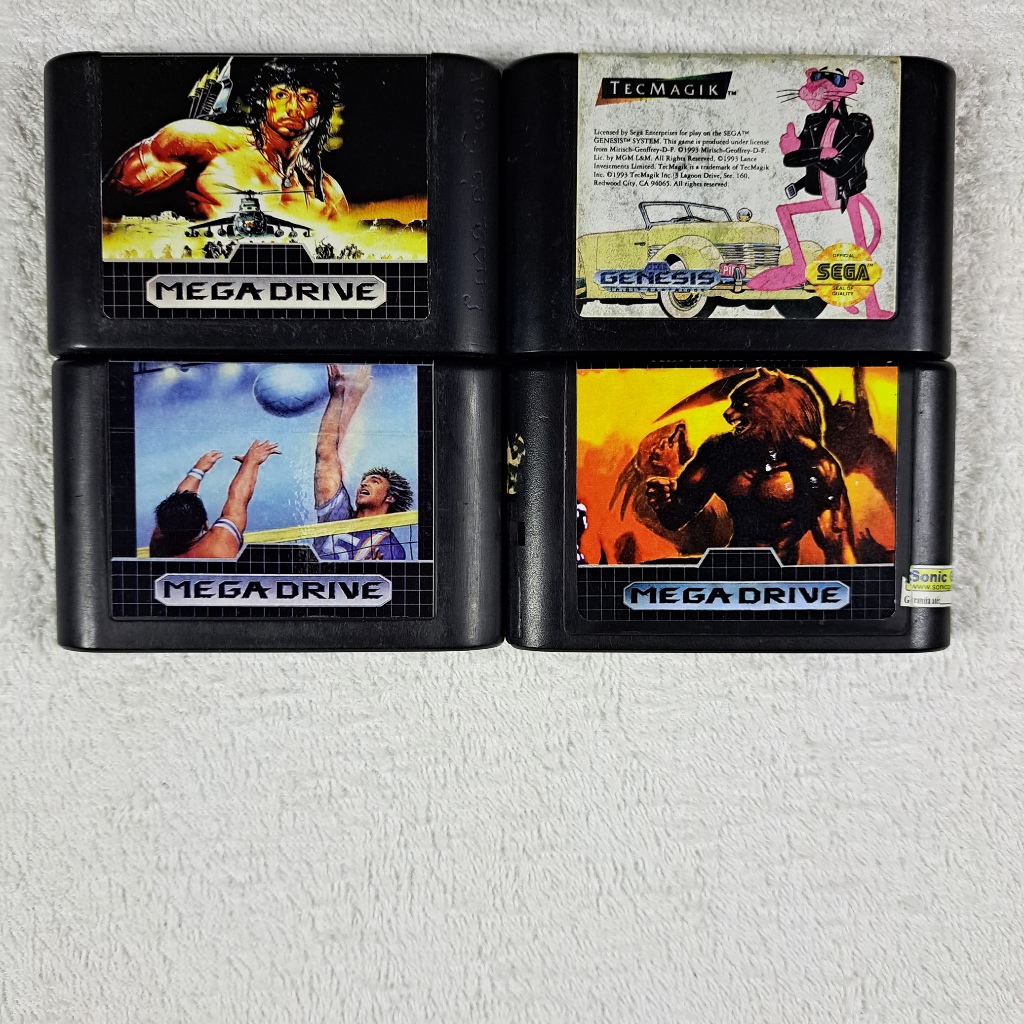 Lote 4 Jogos Mega Drive. Rambo 3, Pink Goes to Hollywood, Altered Beast ...
