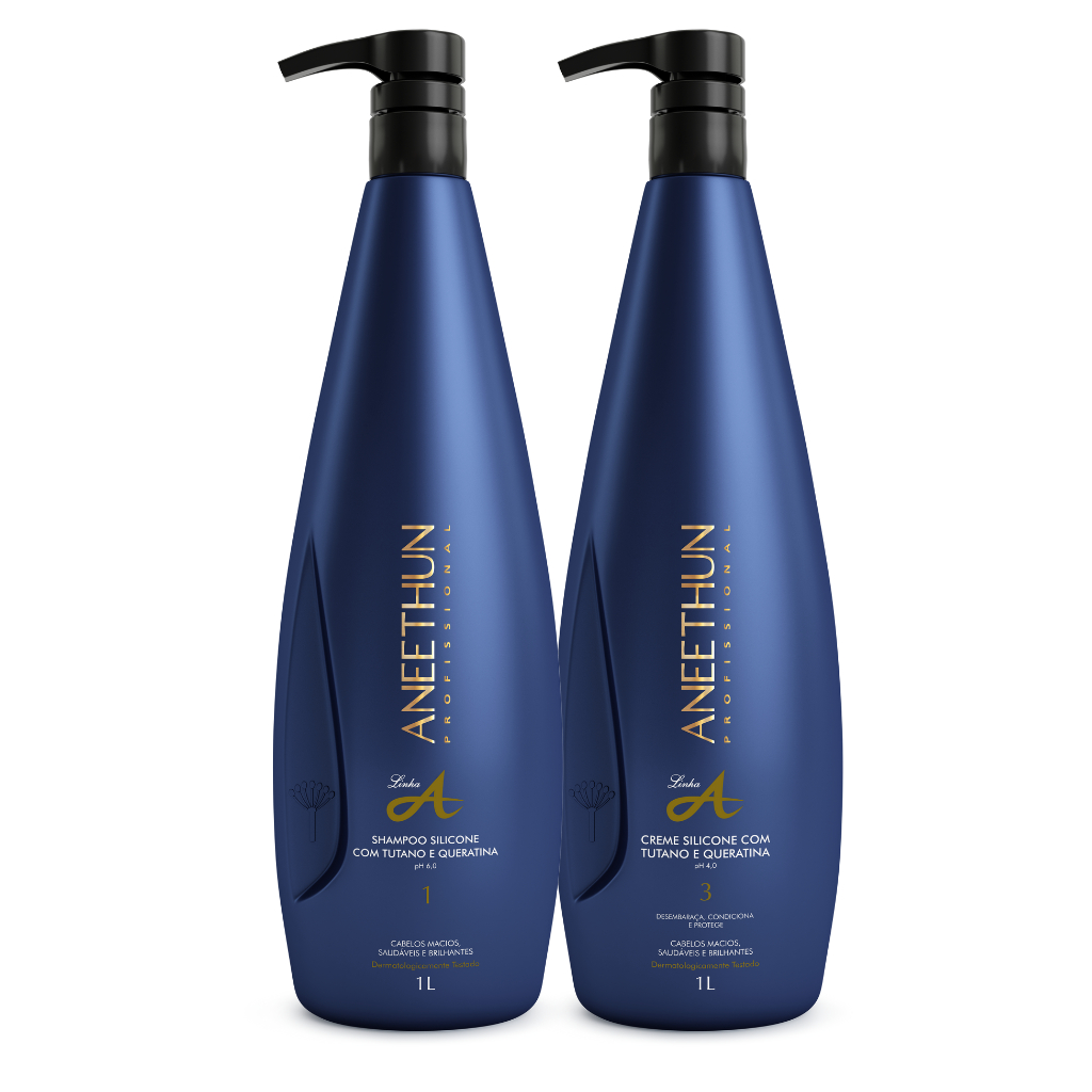 KIT LINHA A SHAMPOO E CREME DE SILICONE 1L PROFISSIONAL- ANEETHUN ...