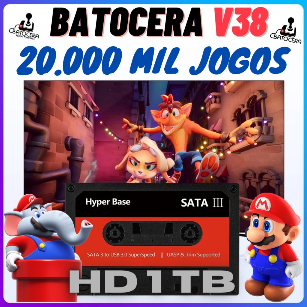 Hd Externo Retrogames 1 TB (Batocera V38) Pc Boot - Faz a Boa!