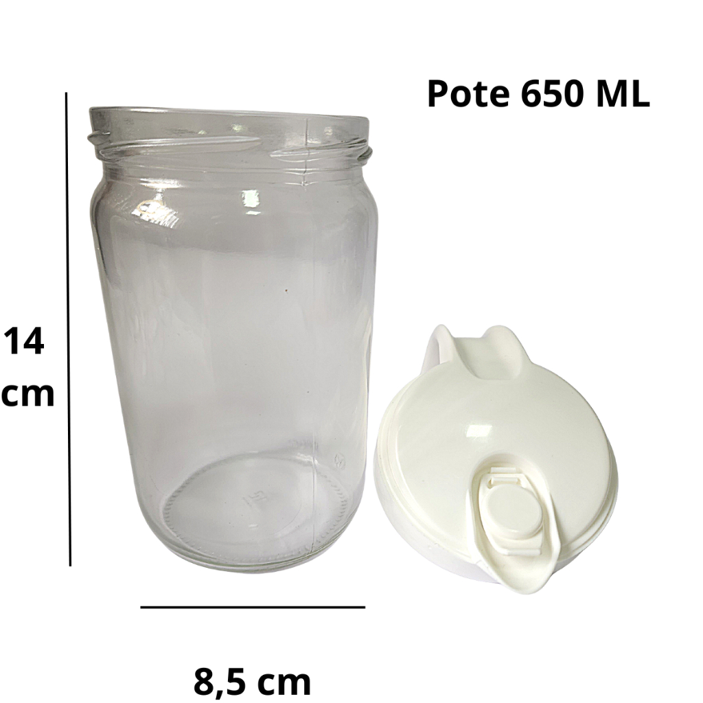 Pote de Vidro Porta Líquidos 650 ML com Tampa Dosadora e Cabo, Geleias ...