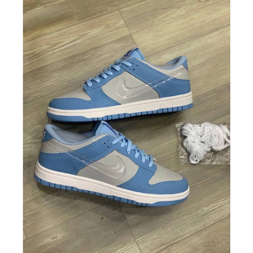 TENIS NIKE DUNK LOW AZUL E CINZA COM NIKE TRANSPARENTE UNISSEX ...