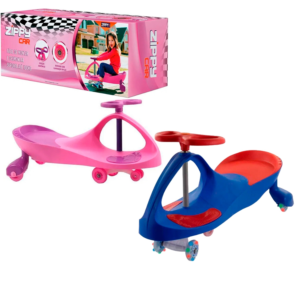 Carrinho Zippy Car Rolimã Gira 360° Com Led Suporta Até 100kg Infantil ...