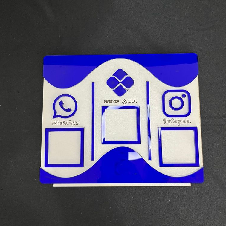 Placa Suporte para QR Code em MDF e Acrílico Azul | Shopee Brasil