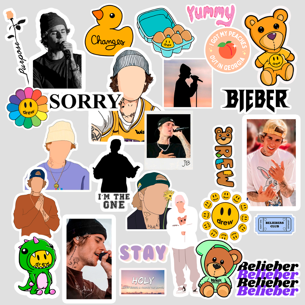 Pack Stickers- Adesivos Justin Bieber Impermeável - Personalização ...