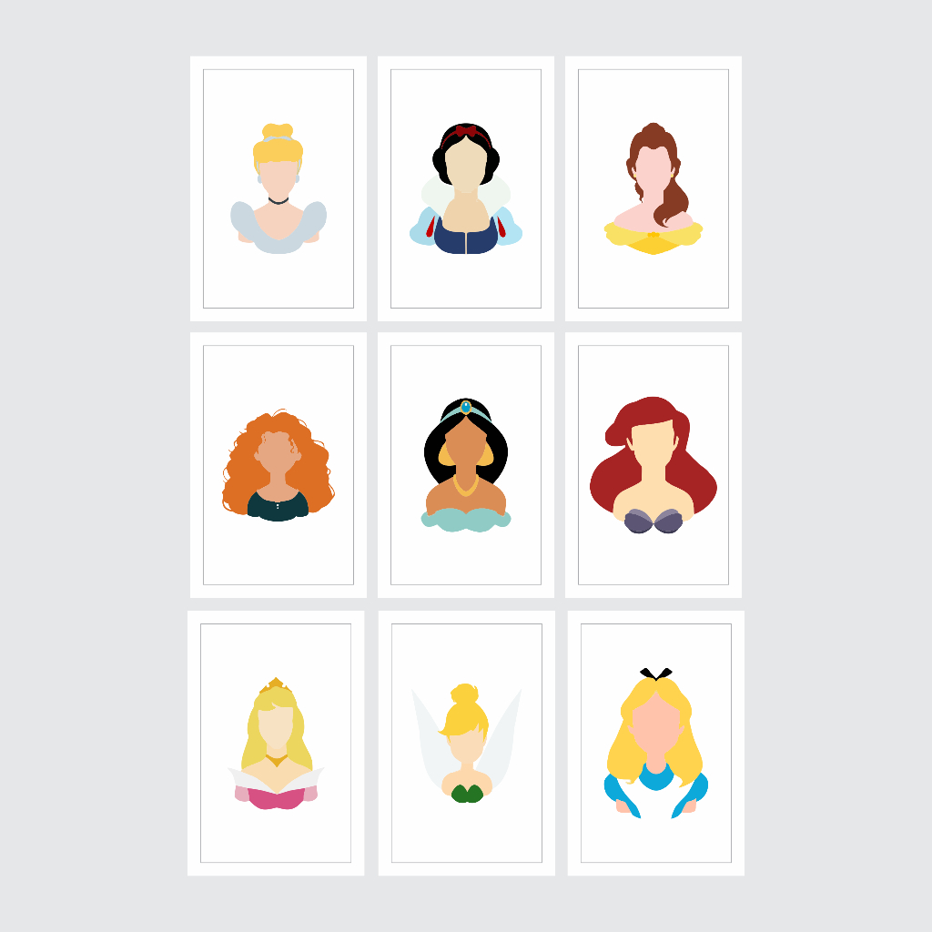 Placa Decorativa Quadro Princesas Quarto Infantil Cinderela Moana Boo ...