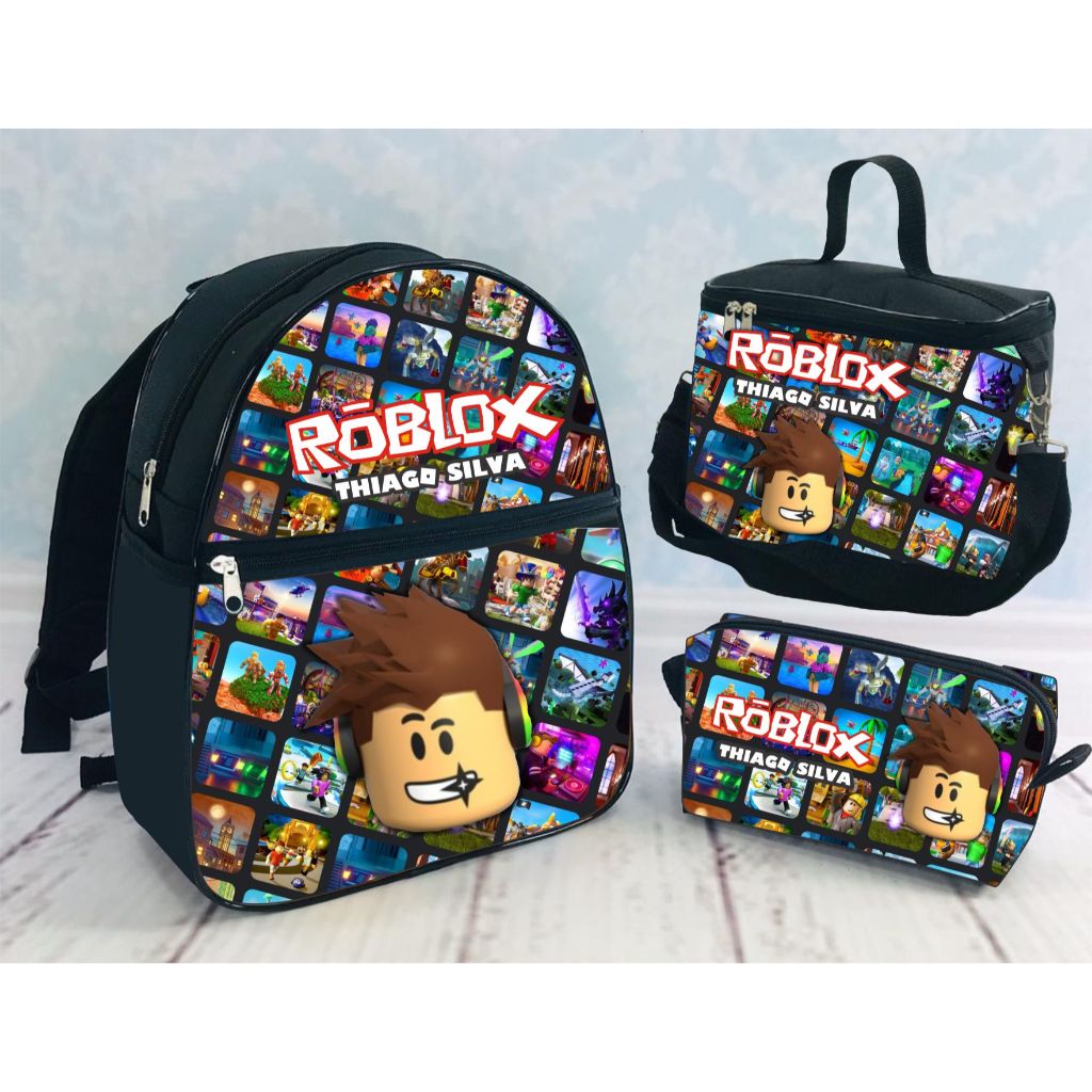 kit bolsa escolar Roblox 3 peças personalizado | Shopee Brasil