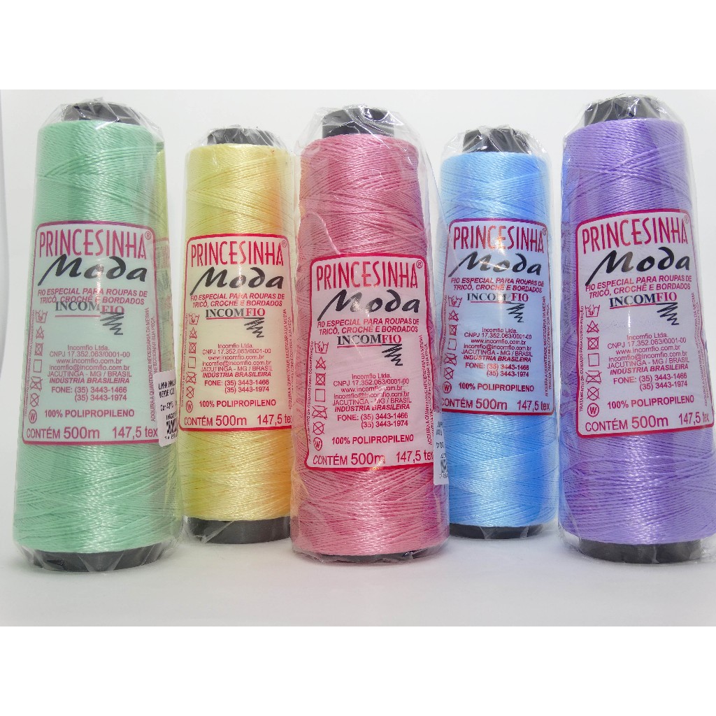 Linha para crochê fina Princesa Princesinha Moda 500M Artesanato Box ...