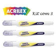 KIT CANETA CORRETIVA C/3 UNIDADES SECAGEM RAPIDA 3ML BRANQUINHO ERROREX ...