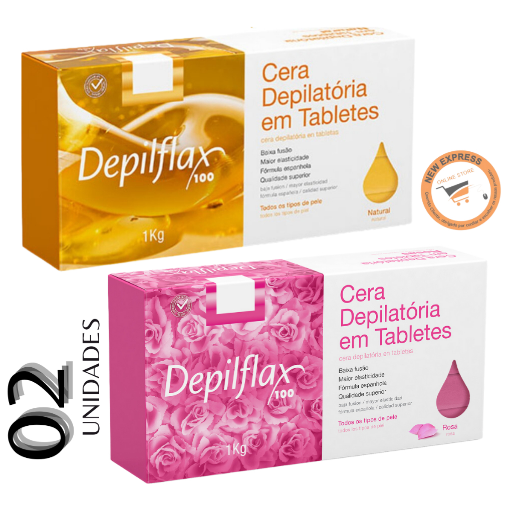 Kit 2KG Cera Depilatoria Rosa Mosqueta E Natural de Mel Em Tabletes ...
