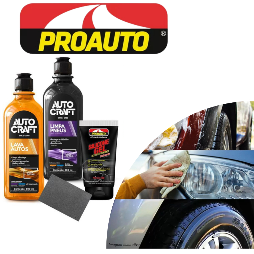 Kit Essencial Autocraft Limpeza Automotiva 3 Produtos Mais Esponja Proauto | Shopee Brasil