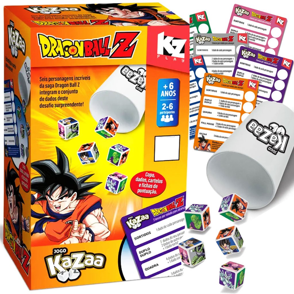 Jogo De Dados E Fichas Batalha Kazaa Dragon Ball Z Kz Play | Shopee Brasil