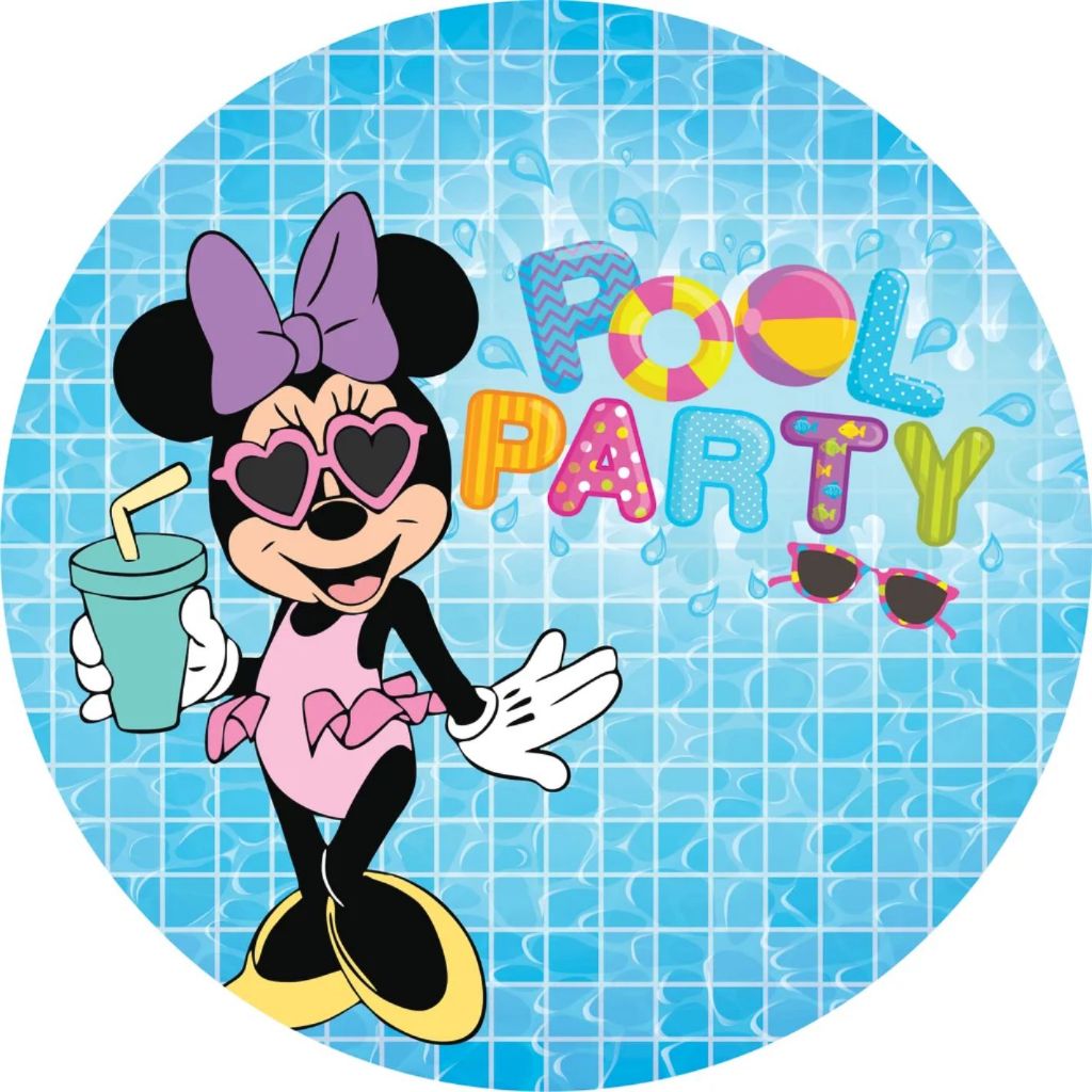 Painel em lona Redondo Festa - Minnie Pool Party | Shopee Brasil