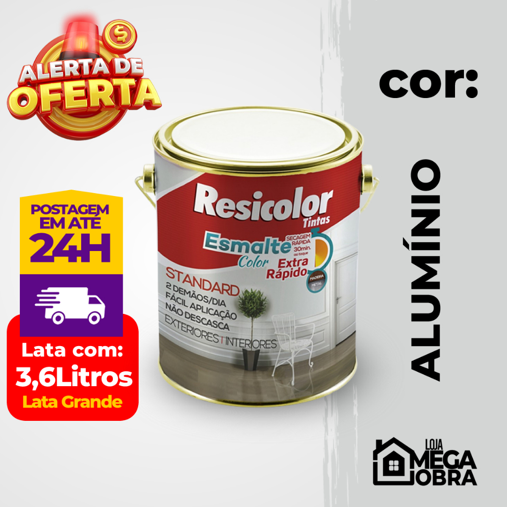 Tinta Esmalte Sintetico Brilho Standard para Madeira Ferro latão ...