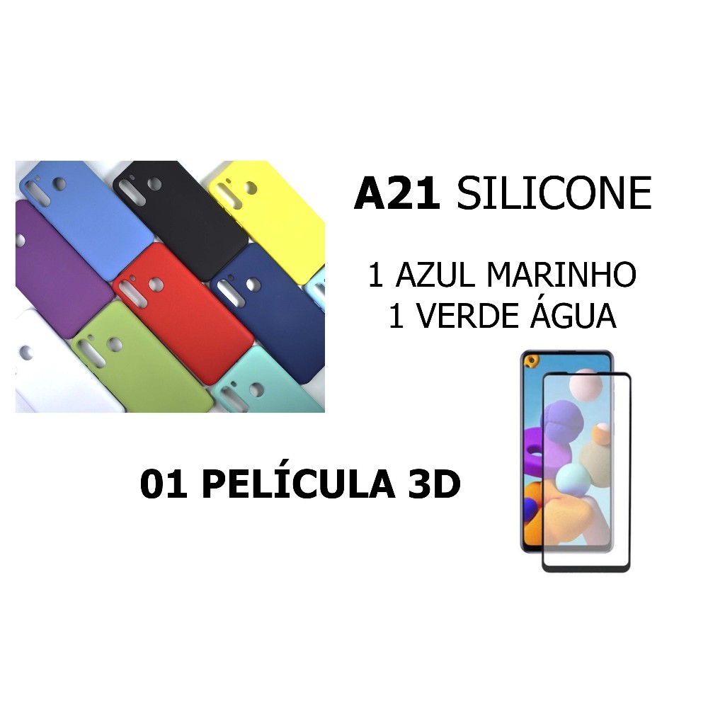 Kit Capa Combo para Samsung A21 silicone aveludada por dentro anti ...