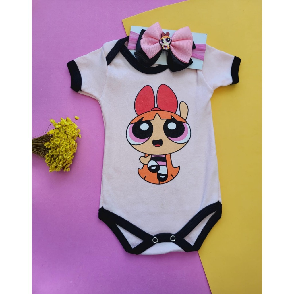 Body Bore Bebê Meninas Super Poderosas Florzinha + Faixa | Shopee Brasil