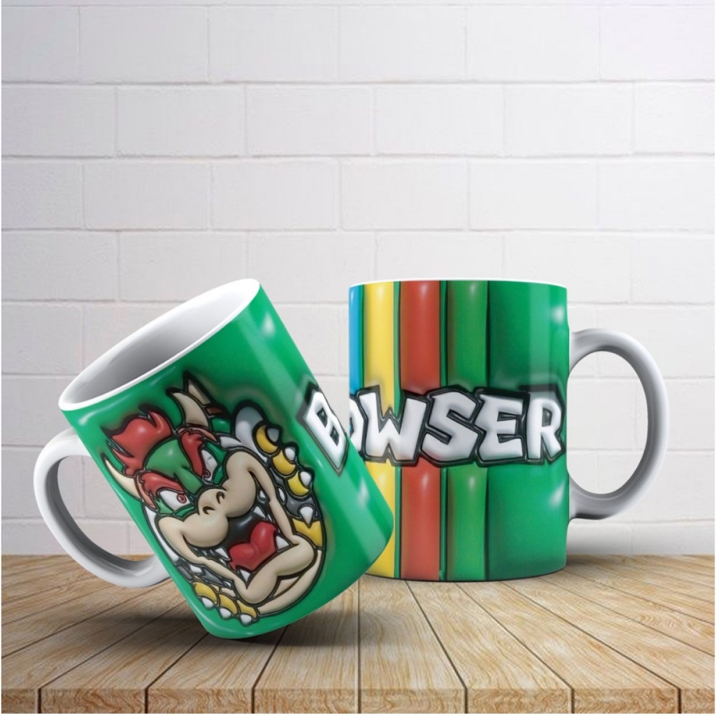 Caneca de Porcelana Bowser Super Mario - Elementos 3D Inflados | Shopee ...