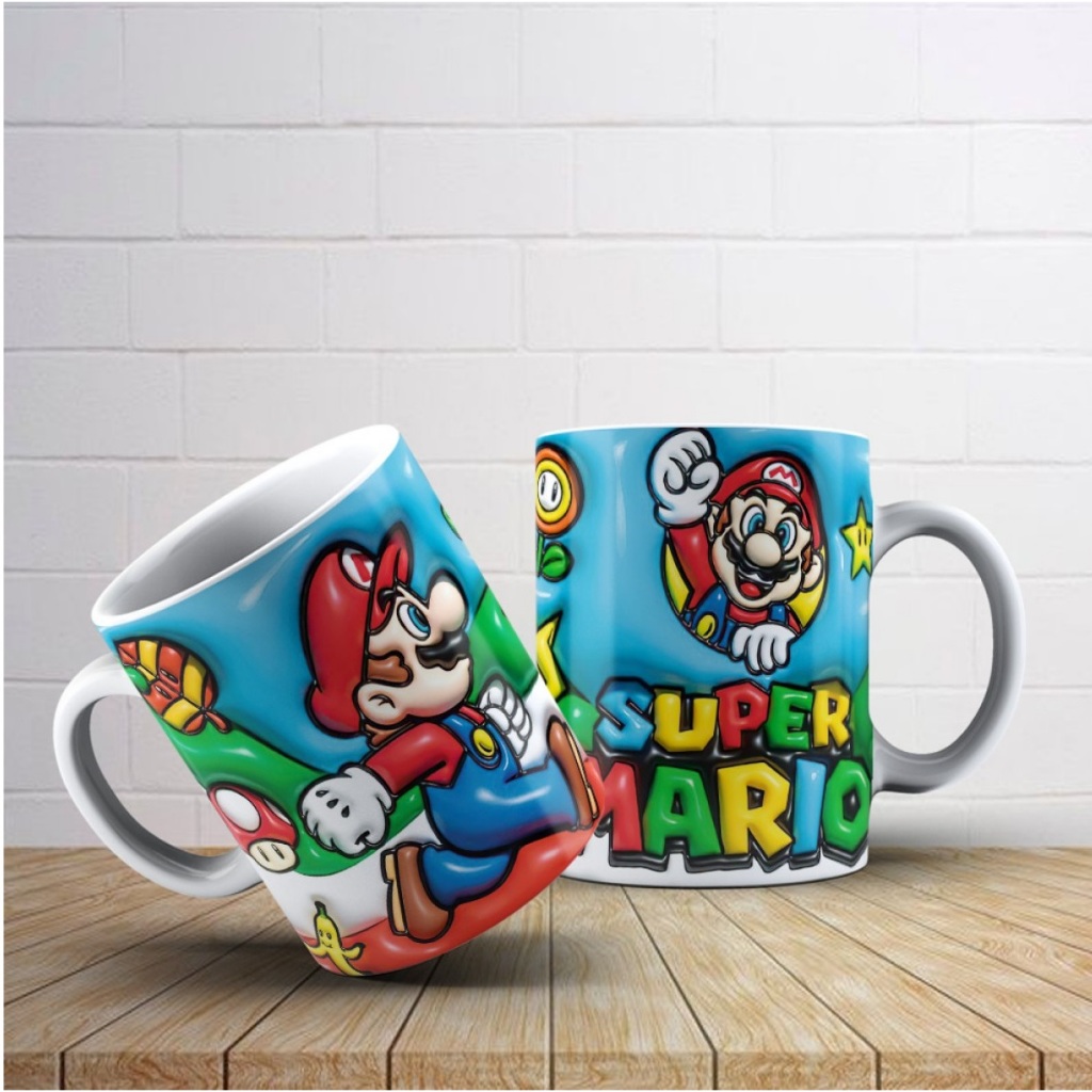 Caneca de Porcelana Super Mario Bros - Elementos 3D Inflados | Shopee ...
