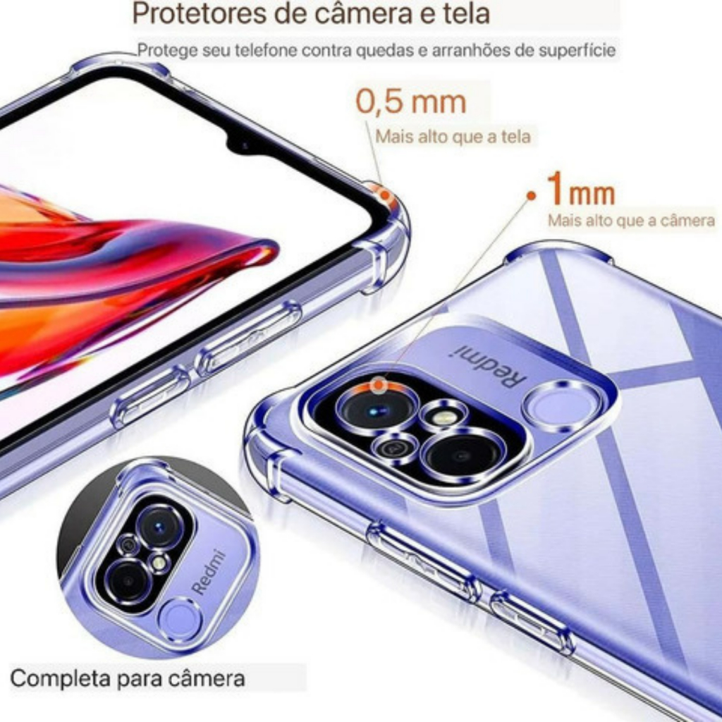 Capa Anti Impacto Redmi 12C Transparente Com Borda | Shopee Brasil
