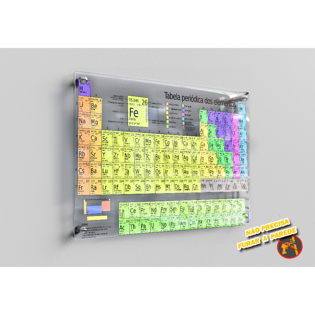 Mapa Tabela Periódica Elemento Químico Quadro de acrilico transparente ...