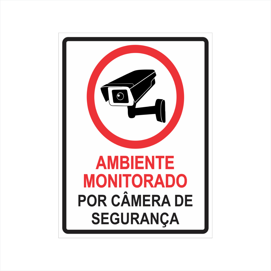 Placa Ambiente Monitorado Por Câmera De Segurança Placa 30x20cm ...