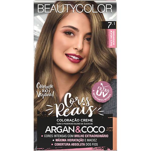 TINTA BEAUTY COLOR KIT 7.1 LOURO NATURAL ACINZENTADO | Shopee Brasil