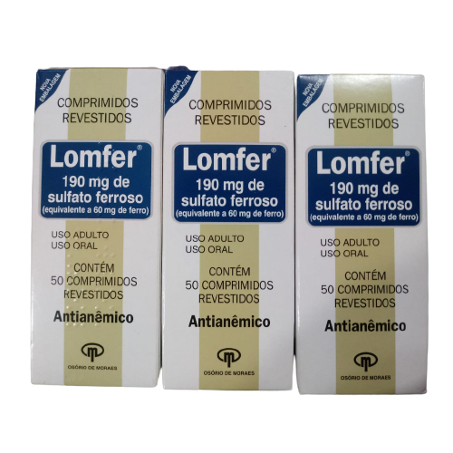 Kit 3 Lomfer - Sulfato ferroso - 60mg de ferro | Shopee Brasil