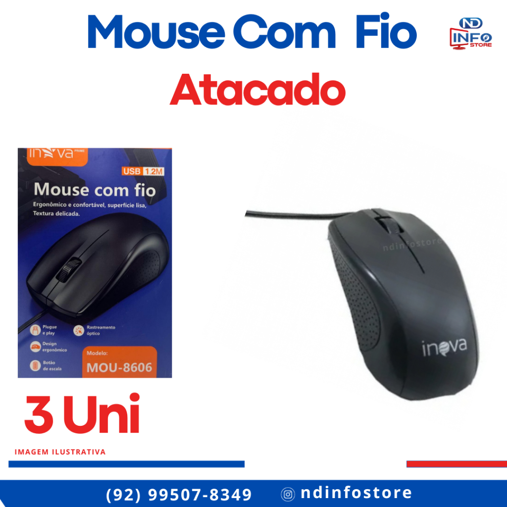 Mouse Optico Atacado Mouse com fio 1200dpi | Shopee Brasil