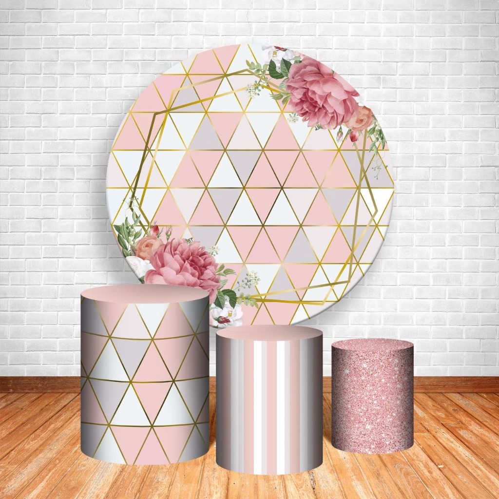 Painel Redondo Mosaico Tecido Sublimado 1,50D C/Elástico + Capas de Cilindros Kit Capa De Painel ...