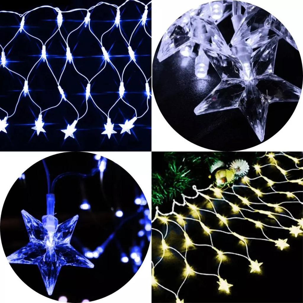 Rede De Leds Cascata Com 120 Leds Com Estrela Na Ponta 8f 3 modelos 127 ...