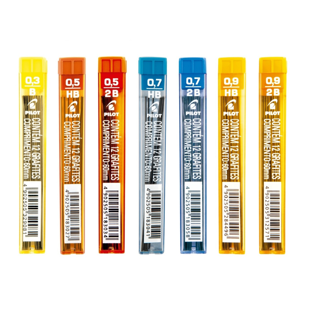 Kit 7 Tubos de Grafite Pilot PPL 0,3mm 0,5mm 0,7mm 0,9mm B HB 2B - Kit Completo Para Lapiseira 0 ...
