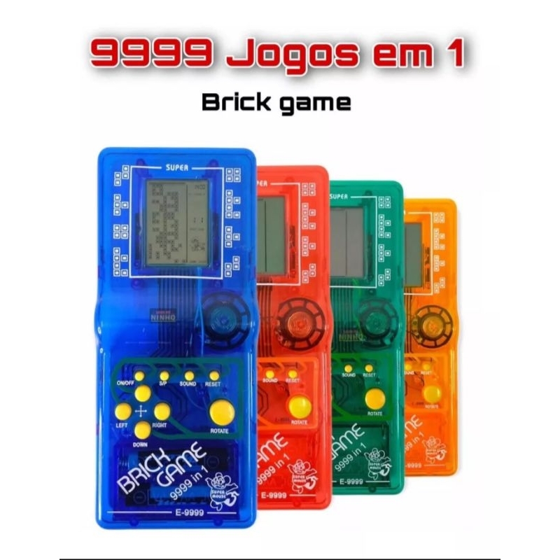Mini Game Brick Game 9999 Jogos em 1 Console Retrô Azul Laranja ...