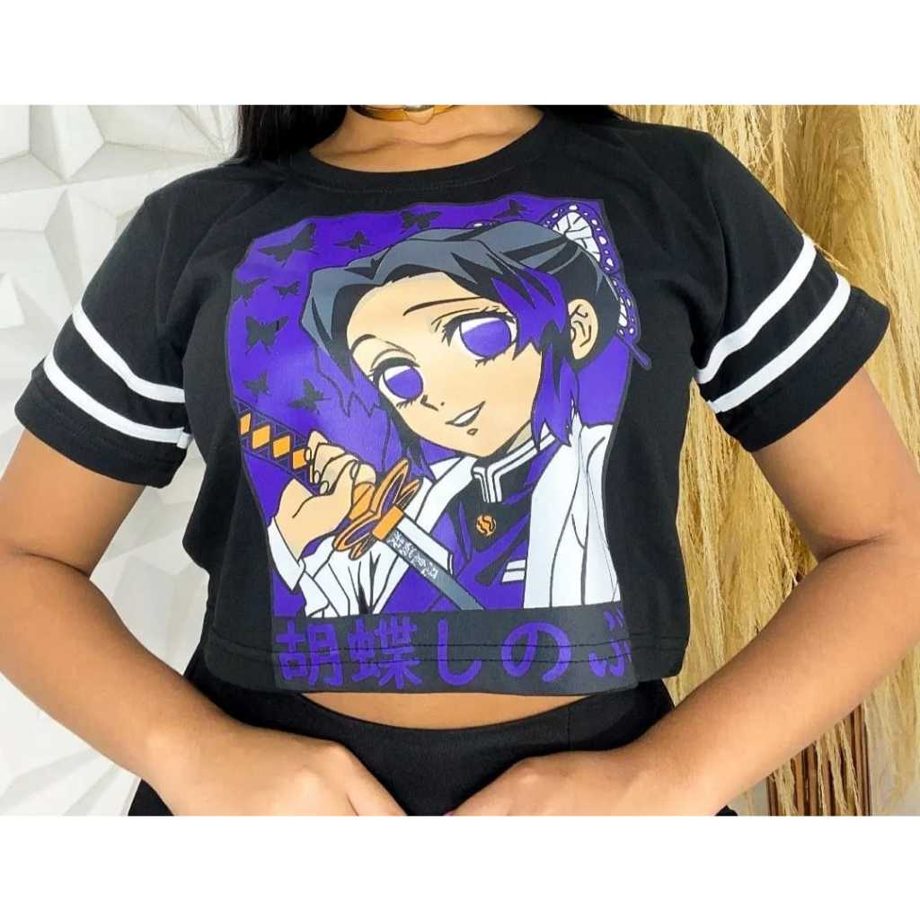 Camiseta Cropped Demon Slayer Nezuko Tangiro Shinobu Mitsuri Anime ...