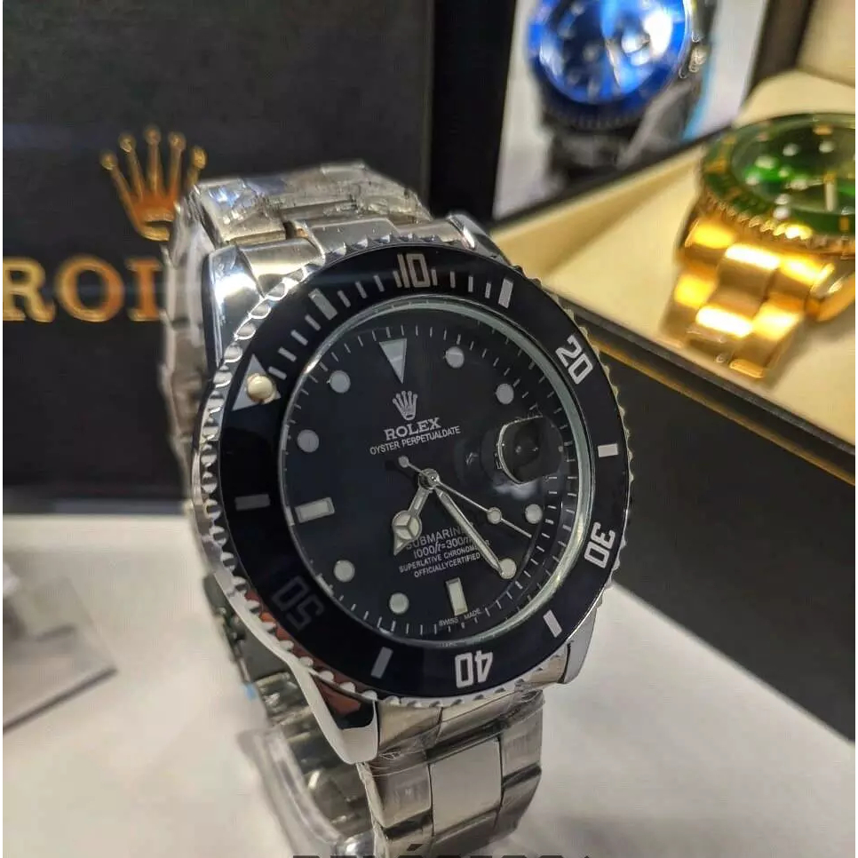 Relógio Masculino Rolex Submariner Prata/Preto Linha Gold | Shopee Brasil