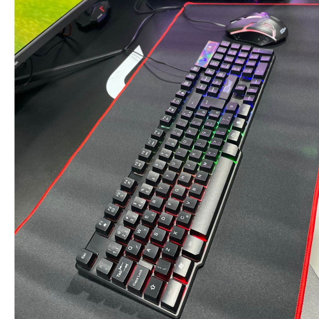 kit gamer teclado e mouse mouse pad gamer semi mecanico Led RGB para ...