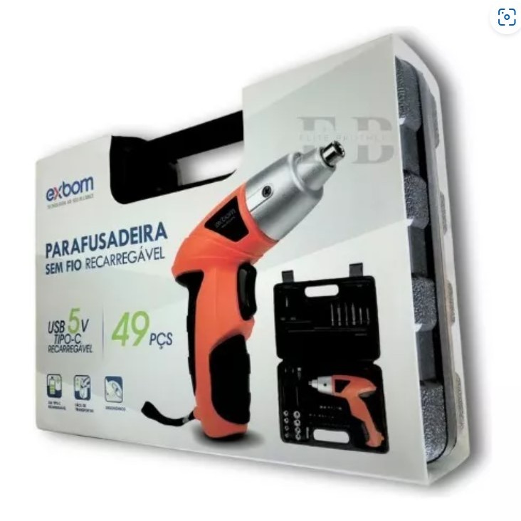 Mini Parafusadeira sem Fio Recarregável USB com Maleta 49 peças MQL ...