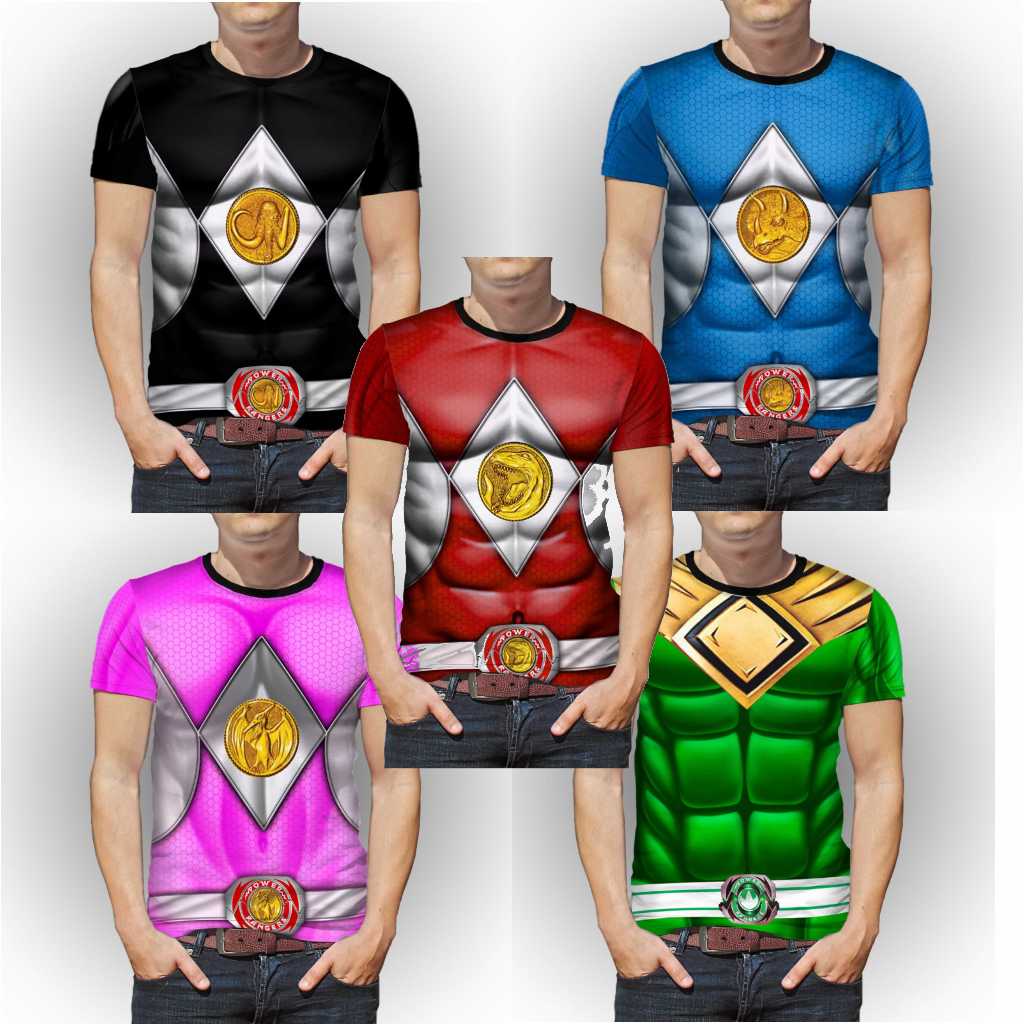 Camisetas Uniformes Power Ranger Estampa total | Shopee Brasil