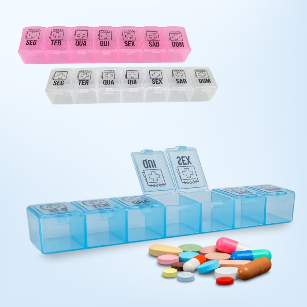 Porta Comprimido Comprimidos 15x3x2CM Medicamento Retangular 7 Dias ...